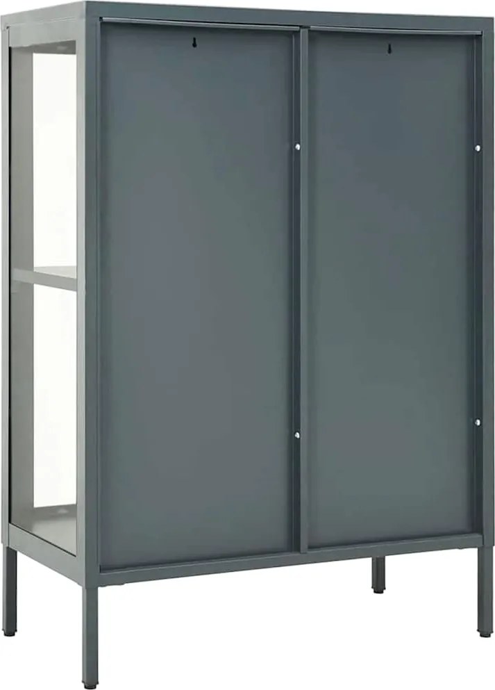 Příborník antracitový 75 x 35 x 105 cm ocel a sklo 336072