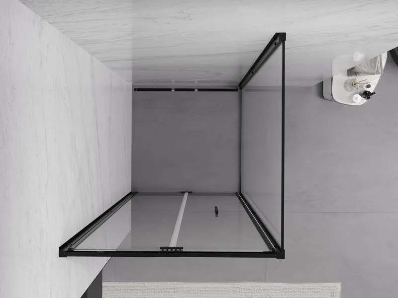 Mexen Exo, skládací sprchová kabina, dveře 110 cm + boční stěna 110 cm, transparentní sklo, černá, 816-110-110-70-00