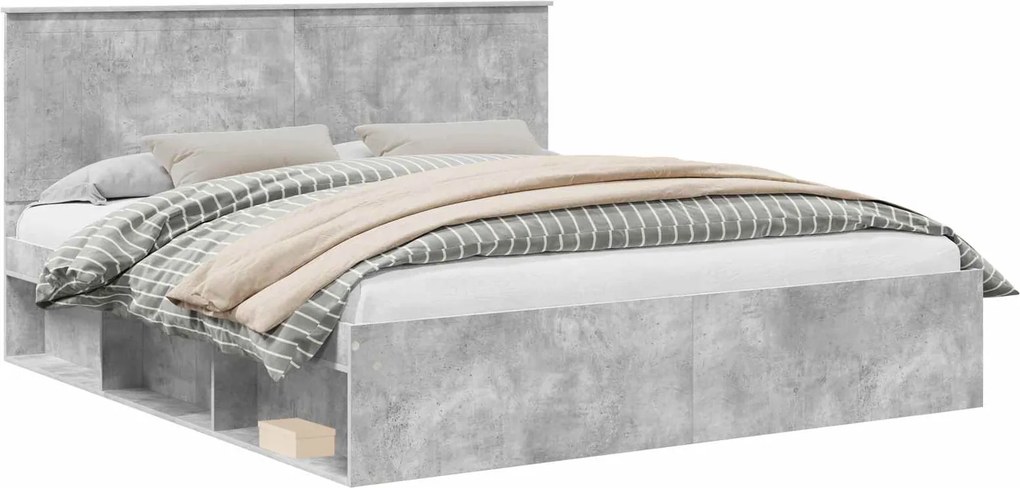Rám postele s čelo Beton 180 x 200 cm Masivní borové dřevo 3410977