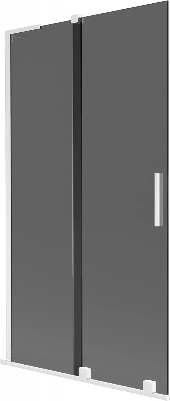 Mexen Velar L, 2-křídlová posuvná vanová zástěna 100 x 150 cm, 8mm šedé sklo, bílá matná, 896-100-003-41-20