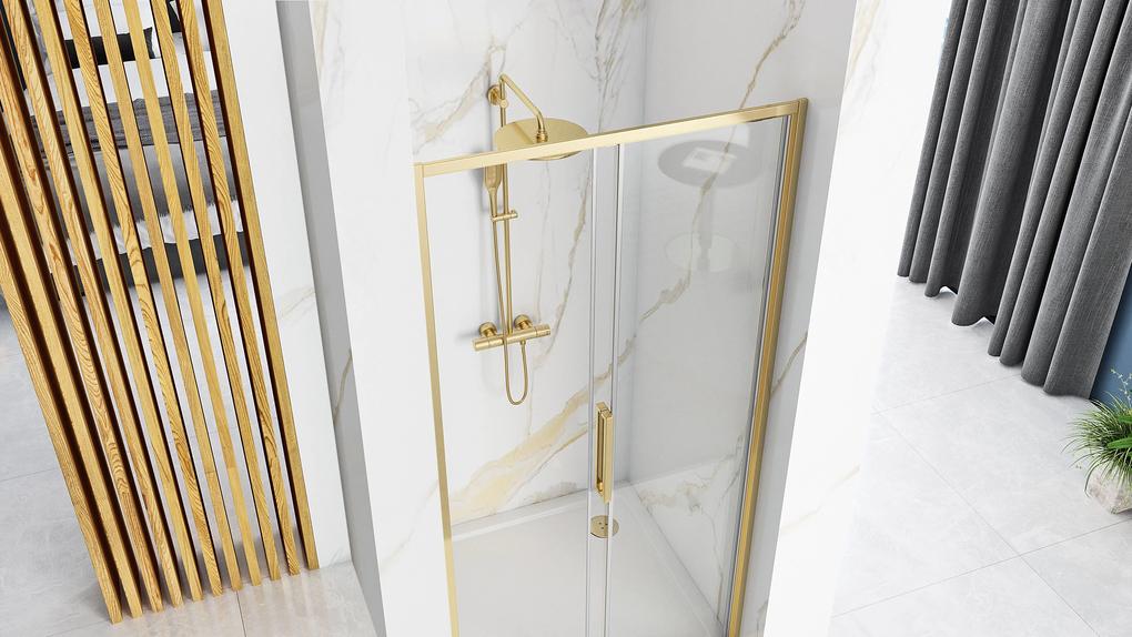 Jednokřídlé posuvné sprchové dveře REA RAPID SLIDE pro instalaci do niky 120 cm, zlaté