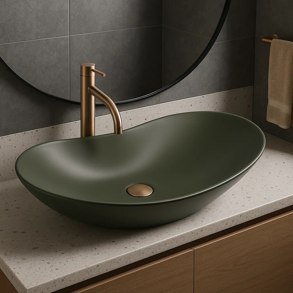 Rea Royal, umyvadlo na desku 615x355x155 mm, zelená matná, REA-U6372
