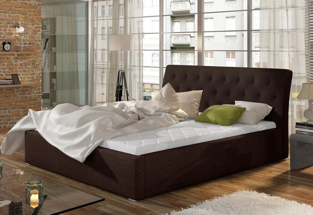 Manželská postel NEAPOL + rošt + matrace DE LUX, 200x200, sawana 26