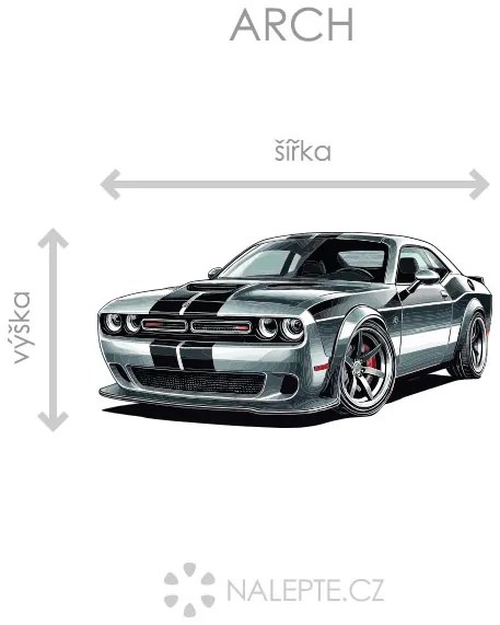 Dodge Challenger textilní přelepitelná samolepka na zeď arch 45 x 22 cm