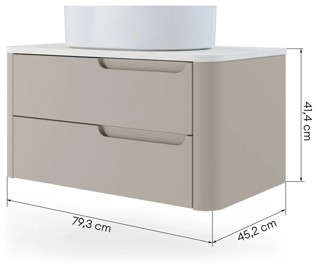 Závěsná umyvadlová skříňka s deskou Zora 79,3 cm kašmírová