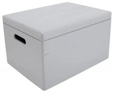 ČistéDřevo Dřevěný box s víkem 40 x 30 x 23 cm - šedý
