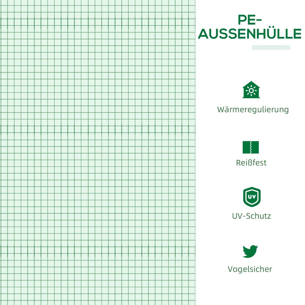 Outsunny skleník s oknem, PE skleník 180x60x60cm, skleník na rajčata a chladicí rám v zelené barvě pro zahradu a balkon | Aosom.de