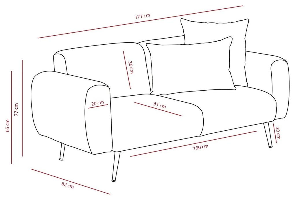 Hanah Home Dvoumístná pohovka SIDE krémová 171 cm