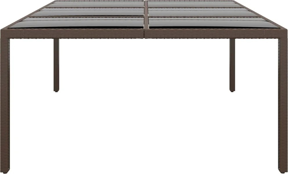 Zahradní stůl se skleněnou deskou hnědý 200 x 150 x 75 cm ratan 310589