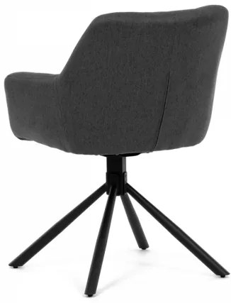 Jídelní židle křeslo tmavě šedá látka, otočný mechanismus 90°/90° (L/P), černý kov HC-532 GREY2