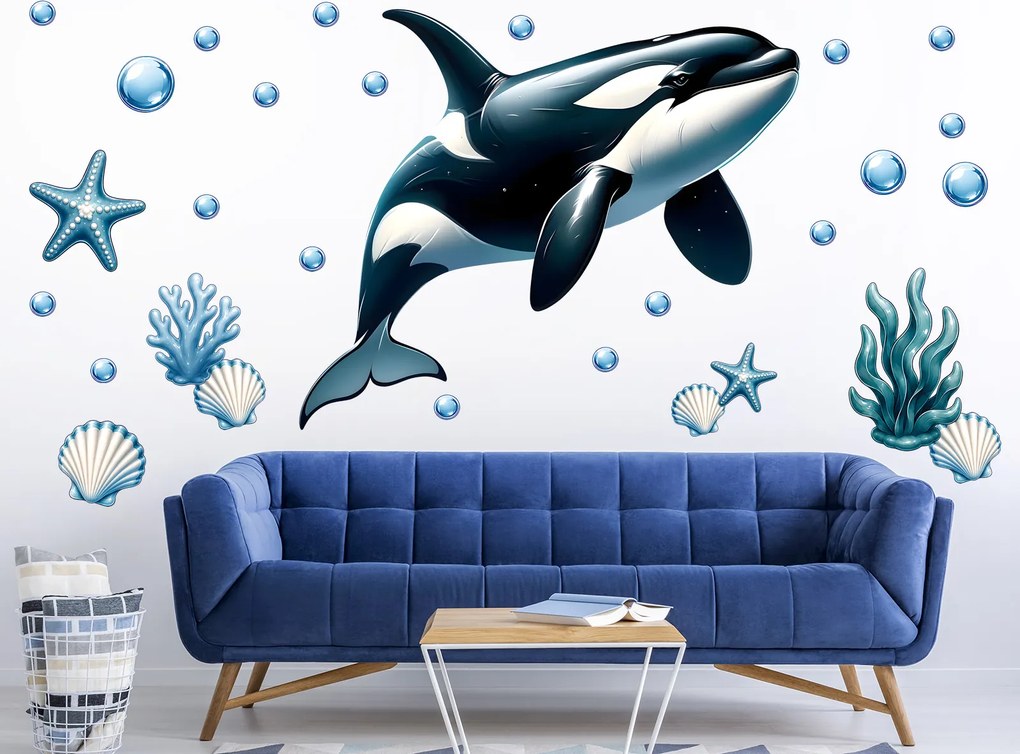Kosatka textilní přelepitelná samolepka na zeď arch 145 x 122 cm