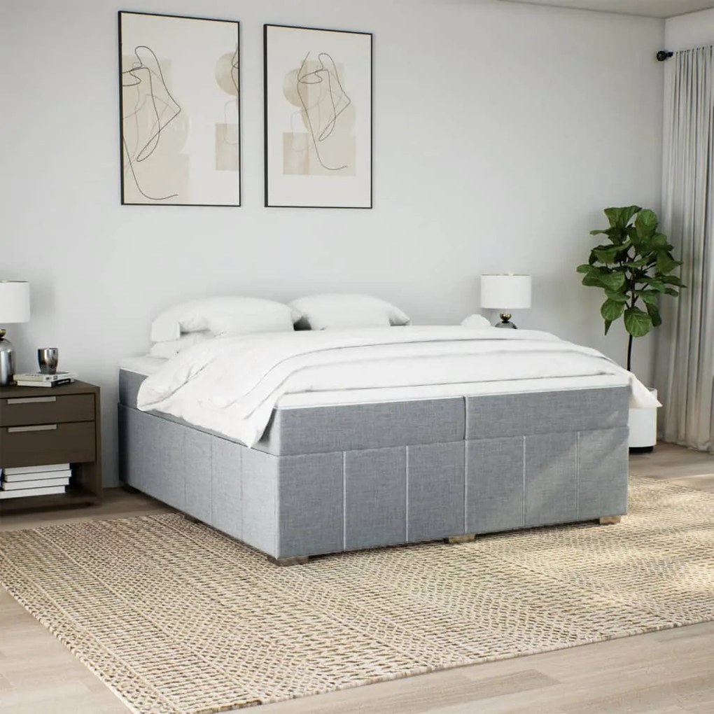 Box spring postel s matrací tmavě šedá 200x200 cm textil 3285499