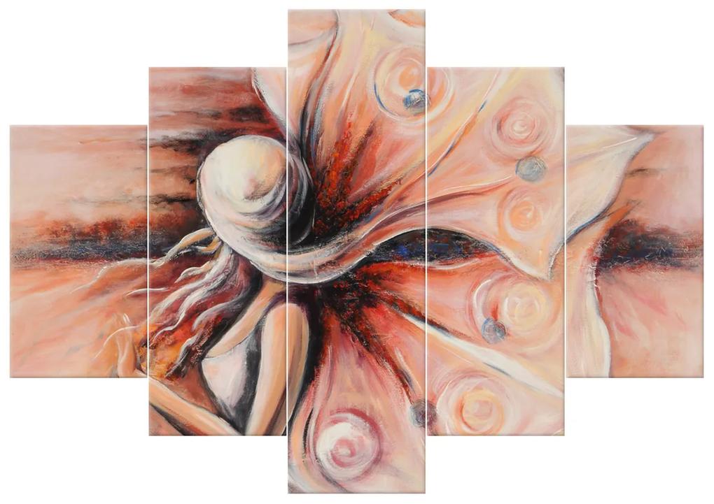 Gario Ručně malovaný obraz Tajemná neznámá - 5 dílný Rozměry: 150 x 105 cm