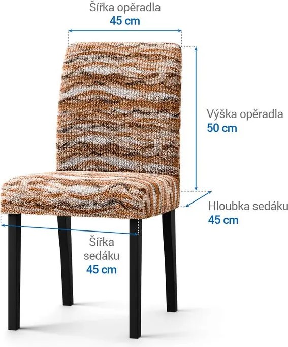 Bielastické potahy OCEANO NOVÉ cihlové židle s opěradlem 2 ks (45 x 45 x 50 cm)