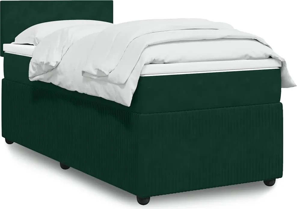 Box spring postel s matrací tmavě zelená 80 x 200 cm samet 3289887