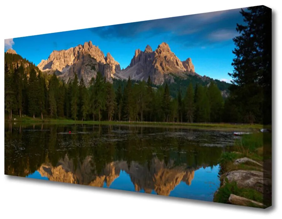 Obraz na plátně Les Jezero Krajina 140x70 cm