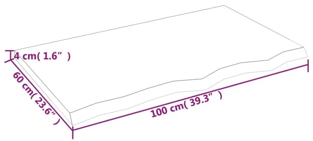 Petromila Nástěnná police hnědá 100x60x(2-4)cm ošetřený masivní dub