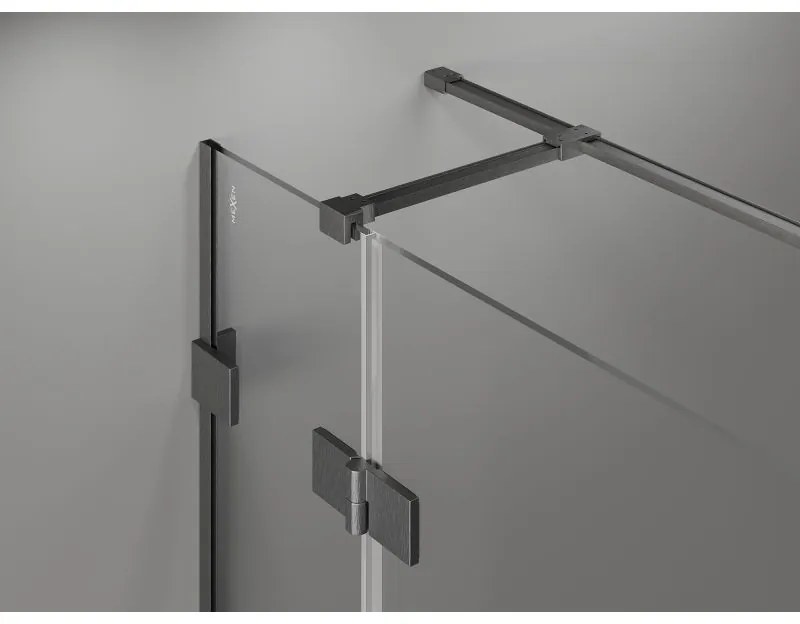 Mexen Lunar T, sklápěcí levý sprchový kout 140 x 120 cm, 8mm čiré sklo, profil grafit broušený, 834T-140-120-66-00-L
