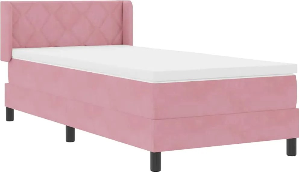 Postel s boxspringem s čelo Růžová 200 x 100 cm samet 3341515