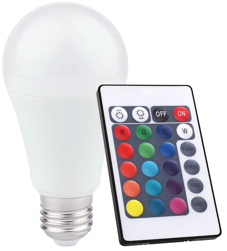 LED žárovka E27 RGB 10w 935 lm s ovladačem