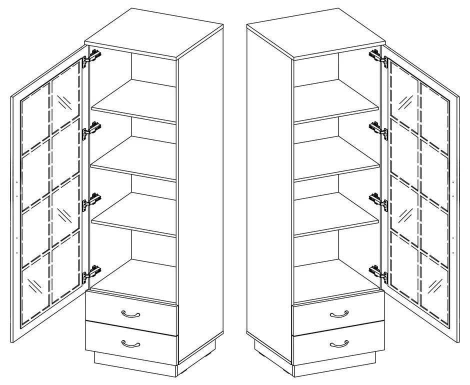 FLAWIA | vitrína 2D1S | 60 cm | Stilo ab | UNI provedení | artisan/bílá