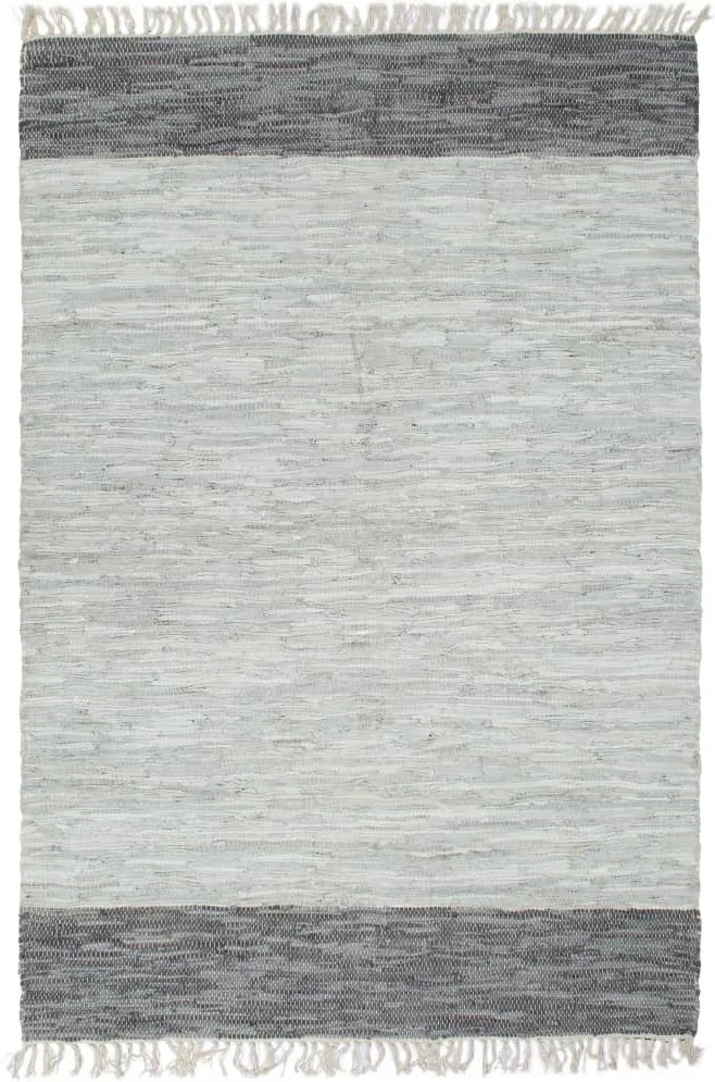 Ručně tkaný koberec Chindi kůže - šedý | 120x170 cm