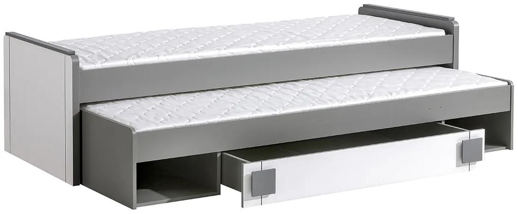G16 Patrová postel nízká s úložným prostorem GUMI Barevné provedení Gumi: Antracit / Bílý Diamant, Matrace 80x200x12cm (horní): Bonell +2090Kč, Matrace 80x195x8cm (spodní): bez matrace +0Kč
