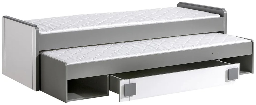 G16 Patrová postel nízká s úložným prostorem GUMI Barevné provedení Gumi: Antracit / Bílý Diamant, Matrace 80x200x12cm (horní): Bonell +2090Kč, Matrace 80x195x8cm (spodní): Pěna + latex +2190Kč