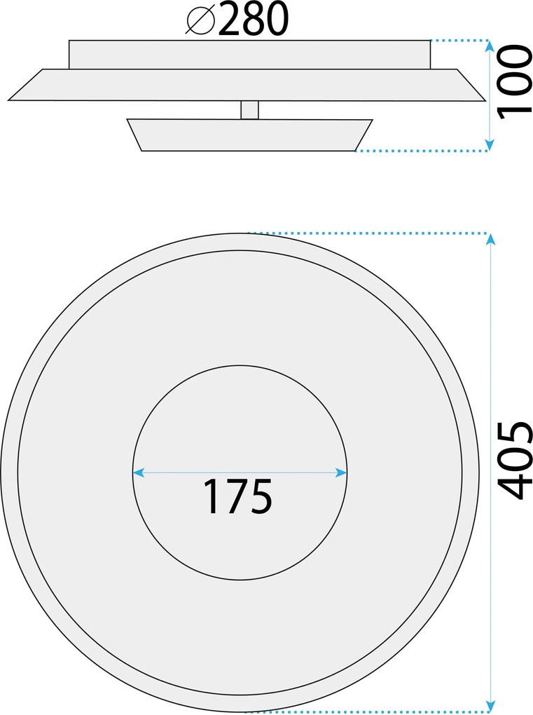 Toolight Toolight, LED stropní svítidlo 40cm, 14W, APP1461, černá, OSW-04189