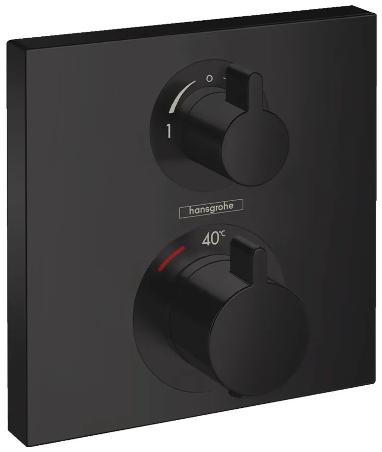 Hansgrohe Ecostat Square, termostatická baterie pod omítku na 2 spotřebiče, kartáčovaný černý chromová, 15714340