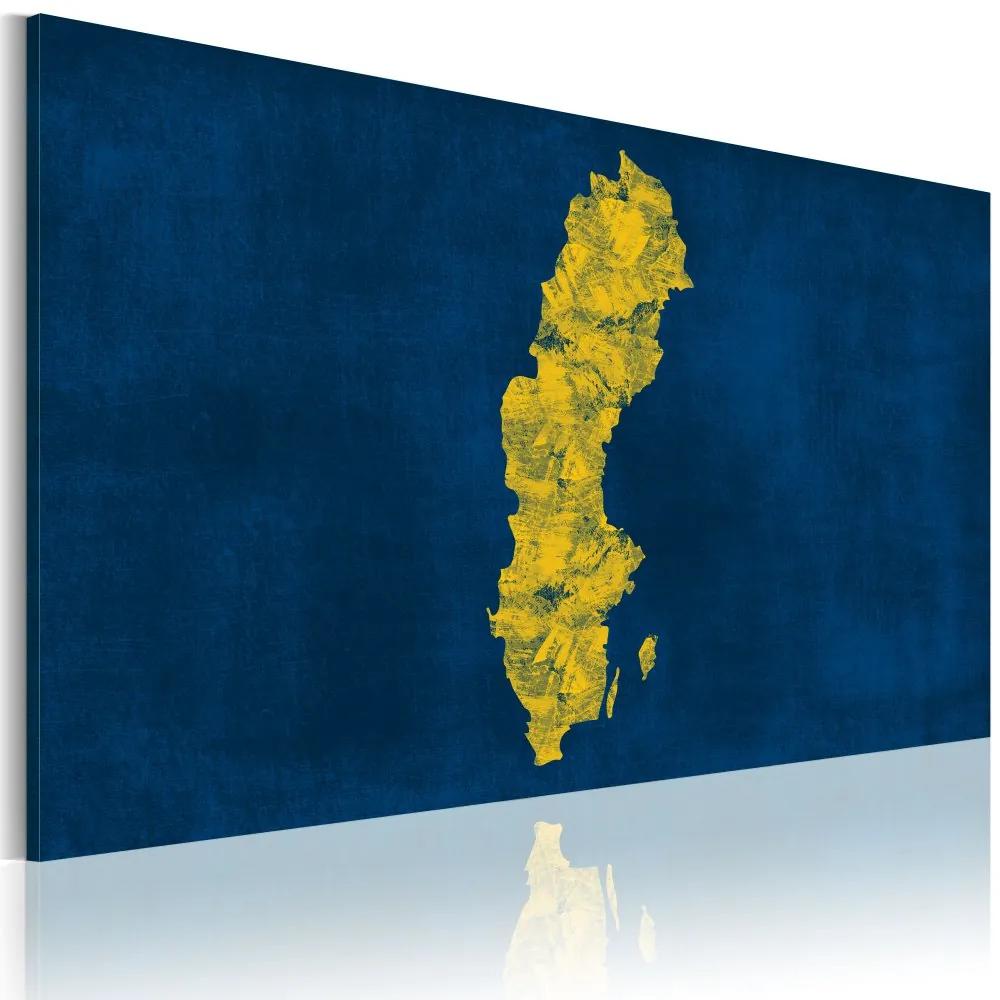 Obraz na plátně Bimago - Painted map of Sweden 60x40 cm
