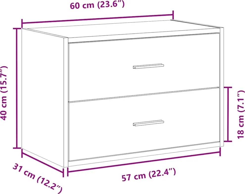 vidaXL vida Skříňka s 2 zásuvkami 60x31x40 cm kompozitní dřevo [858831] Barva: Bílá