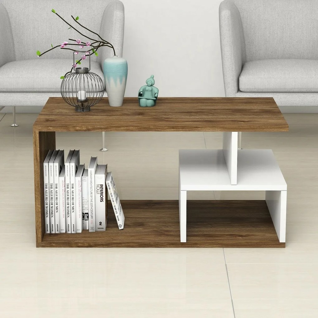 Konferenční stolek Arte White and Dark Walnut