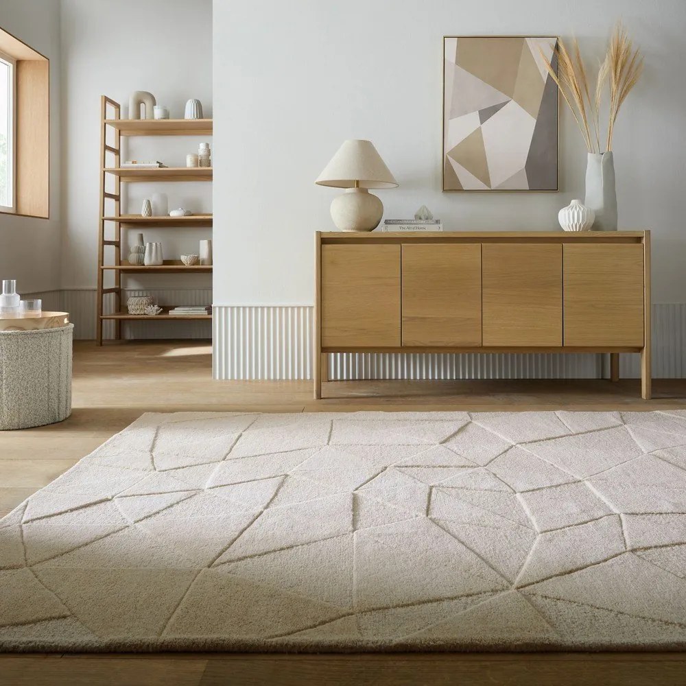 Béžový ručně tkaný vlněný koberec 200x290 cm Shard – Flair Rugs