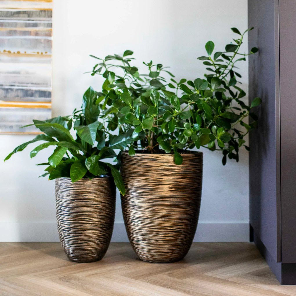 Capi Nature Rib NL Vase Elegant Low Black Gold Ø 34 cm / V 46 cm