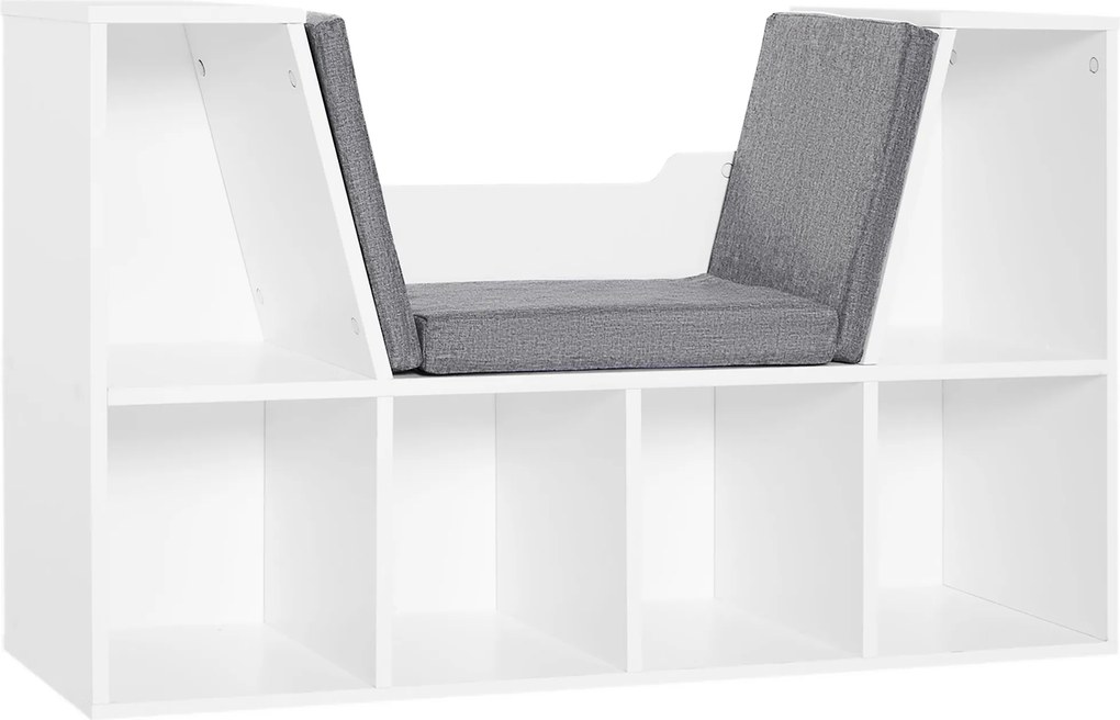 HOMCOM Knihovna se sedákem 6 kubických prvků, originální dětská knihovna, botník s polstrováním, víceúčelová 102x30x61cm | Aosom