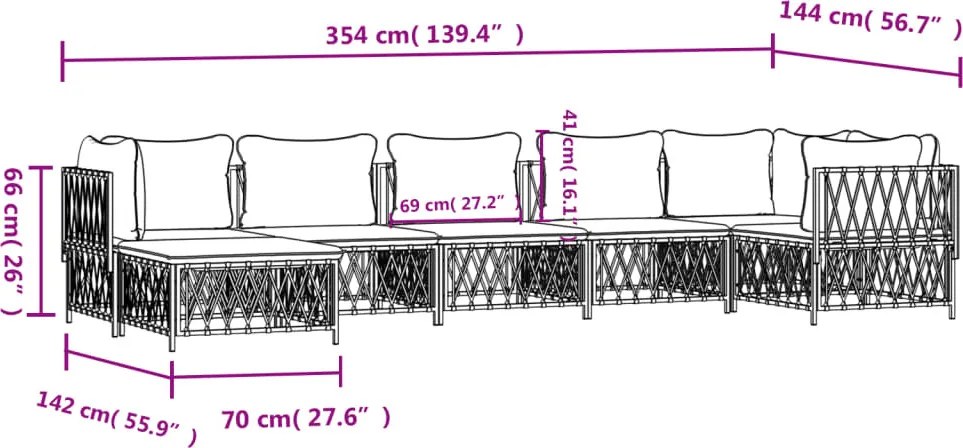 vidaXL 7dílná zahradní sedací souprava s poduškami ocel [3186896] Barva: antracitová