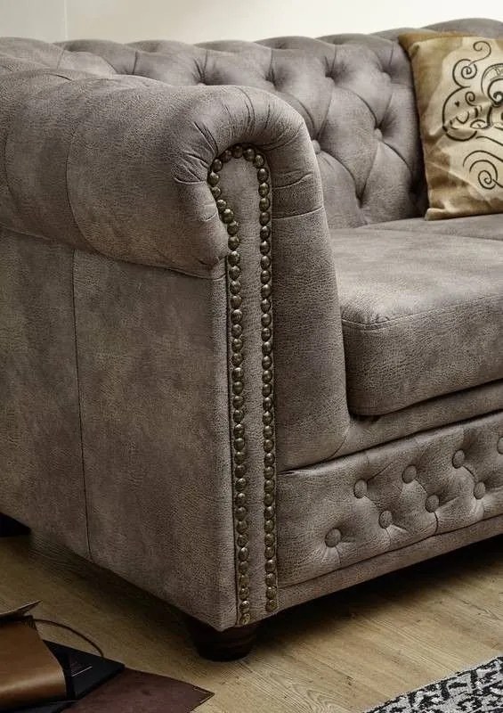 Askont R Pohovka 3M Silver Chesterfield Oxford