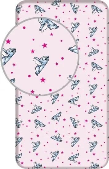 Jerry Fabrics Prostěradlo Lilo and Stitch Pink Stars 90x200x25 cm