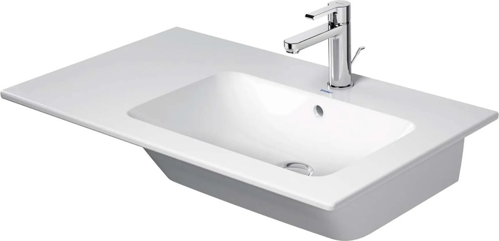 Duravit ME by Starck - Umyvadlo 83x49 cm, s přepadem, otvor pro baterii, odkládací plocha vlevo, DuraShield, bílá 234683AA00