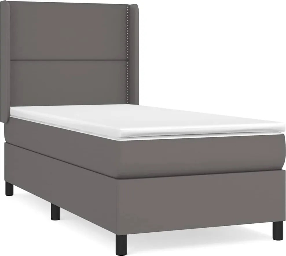 Box spring postel s matrací šedá 100x200 cm umělá kůže 3132427