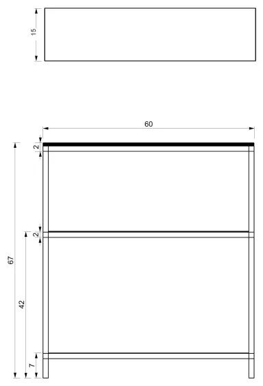 Koupelnový regál 67x60 cm černá