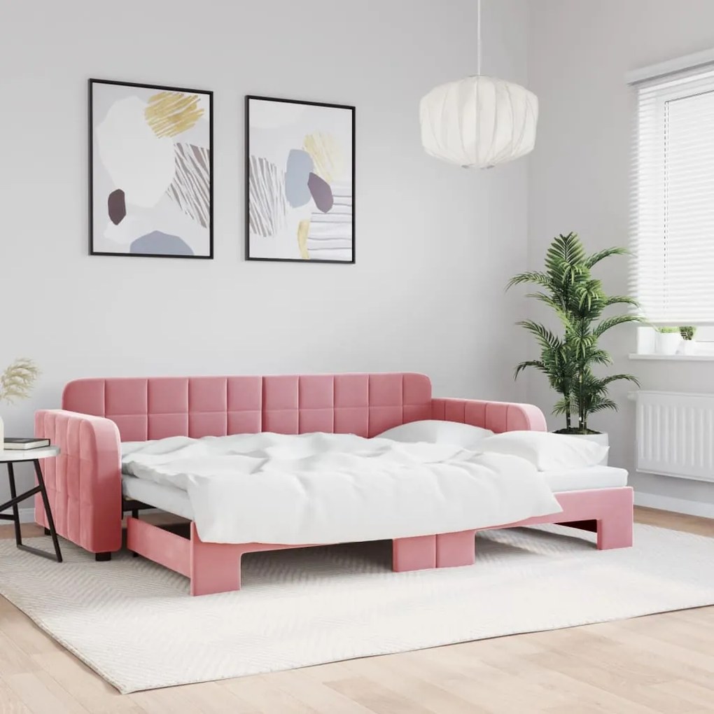 Válenda s přistýlkou růžová 80 x 200 cm samet 3196925