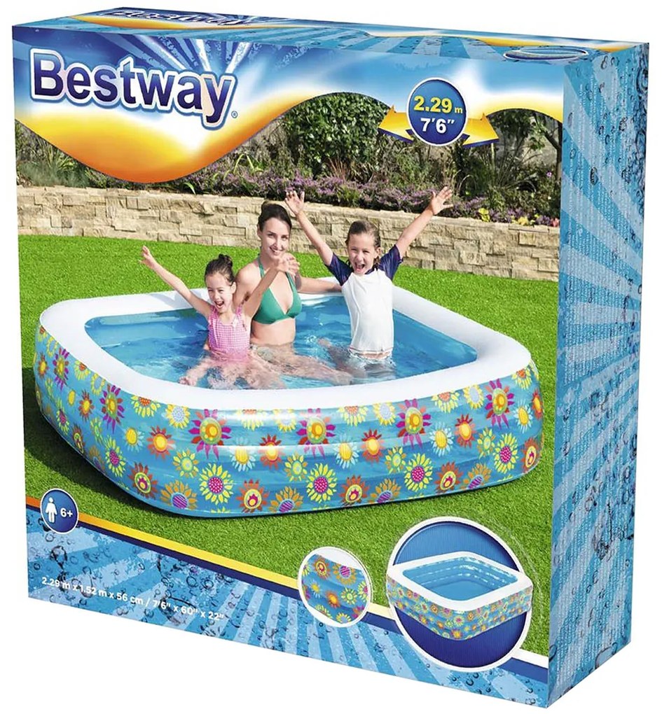 BESTWAY Family Pool Nafukovací bazén Happy Flora, 229 x 152 x 56 cm 54120
