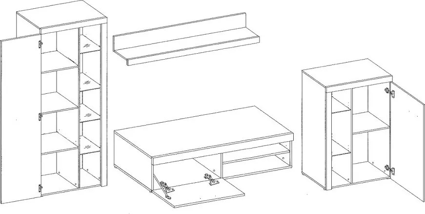 Casarredo - Komfort nábytek Obývací stěna, sestava RUMBA bílá/beton
