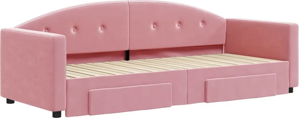 Válenda s přistýlkou a zásuvkami růžová 80 x 200 cm samet 3197345