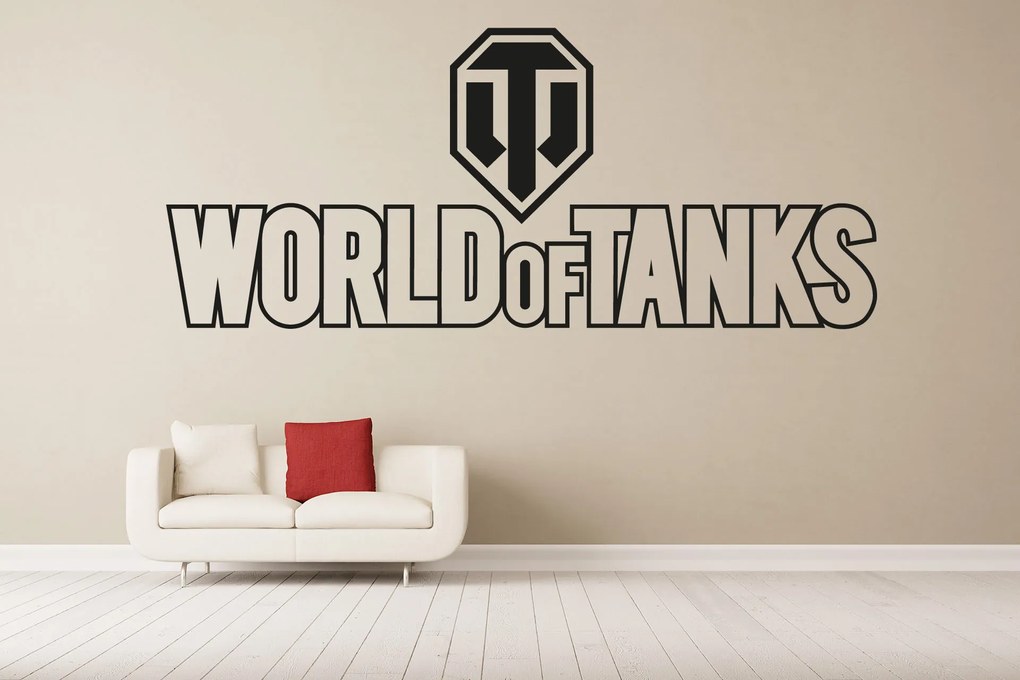 Lepy.cz Samolepka na zeď World of Tanks Velikost (šířka x výška): 60x25cm, Barevná varianta: Bílá