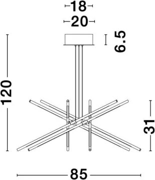 Závěsné LED svítidlo NOVA LUCE RACCIO 68W 3000K 9180783 stmívatelné Triac