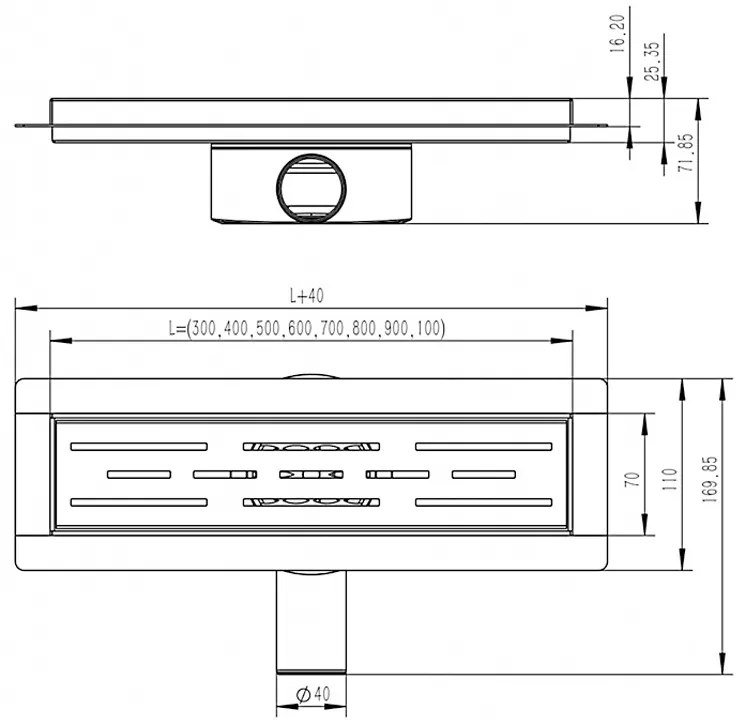 BPS-koupelny Sprchový odtokový žlab 2in1 DL02  100 cm, satén