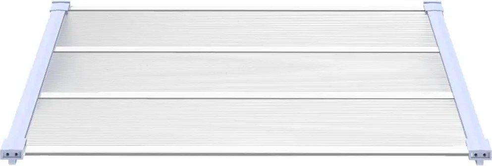 Vchodová stříška šedá a průhledná 122 x 90 cm polykarbonát 153690